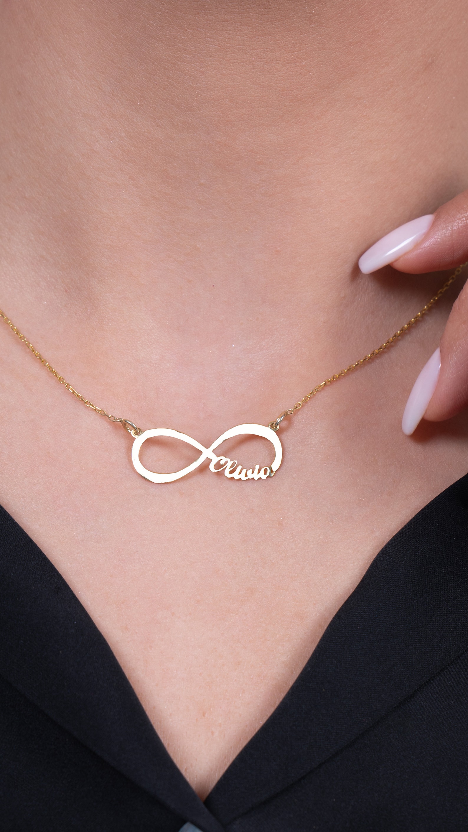 14k Solid Gold Custom Infinity Name Necklace -handmade Name Necklace ...