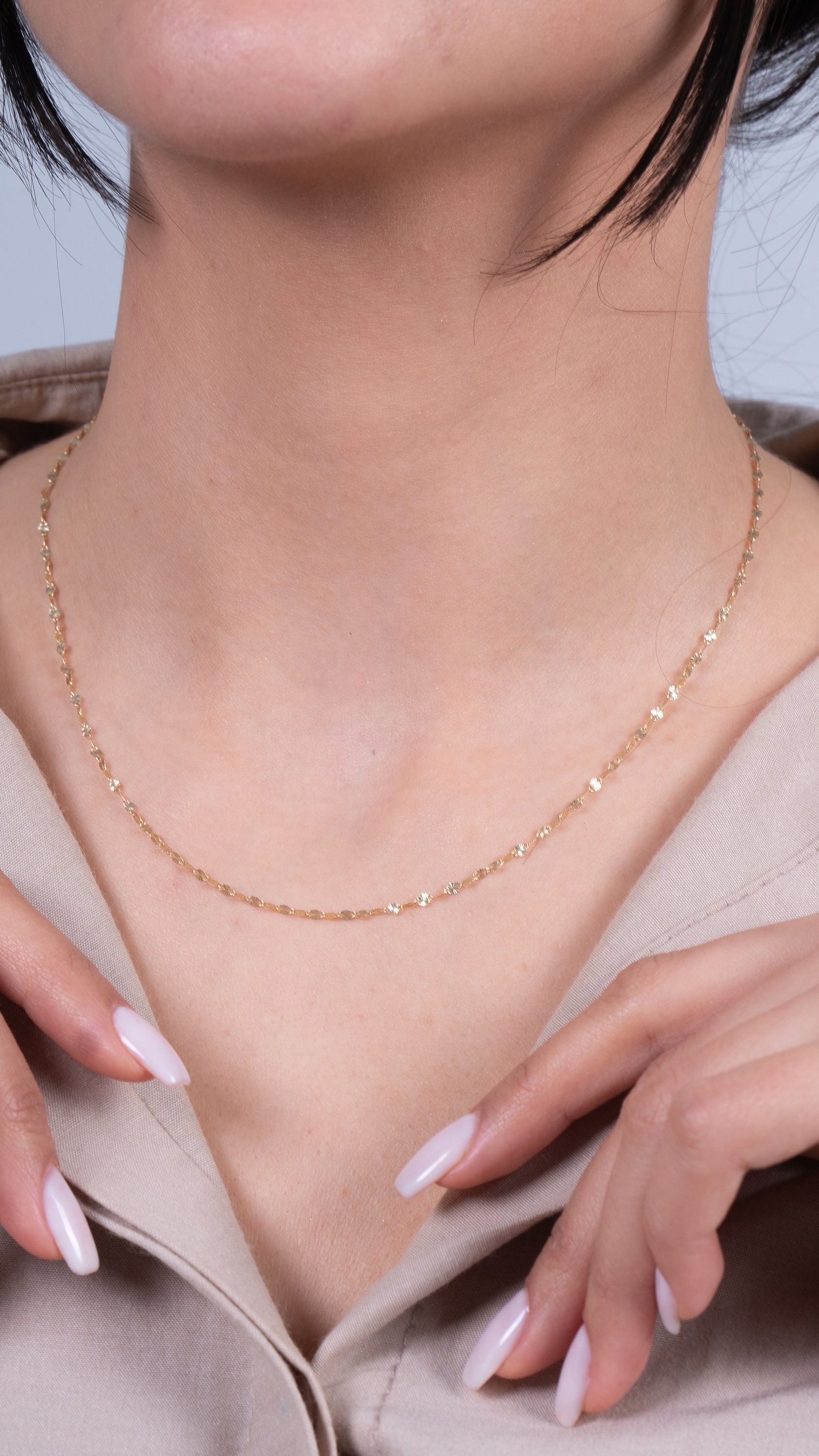 14k Gold Necklace- 14k Gold Chain-solid Gold Necklace- Solid Gold Chain ...