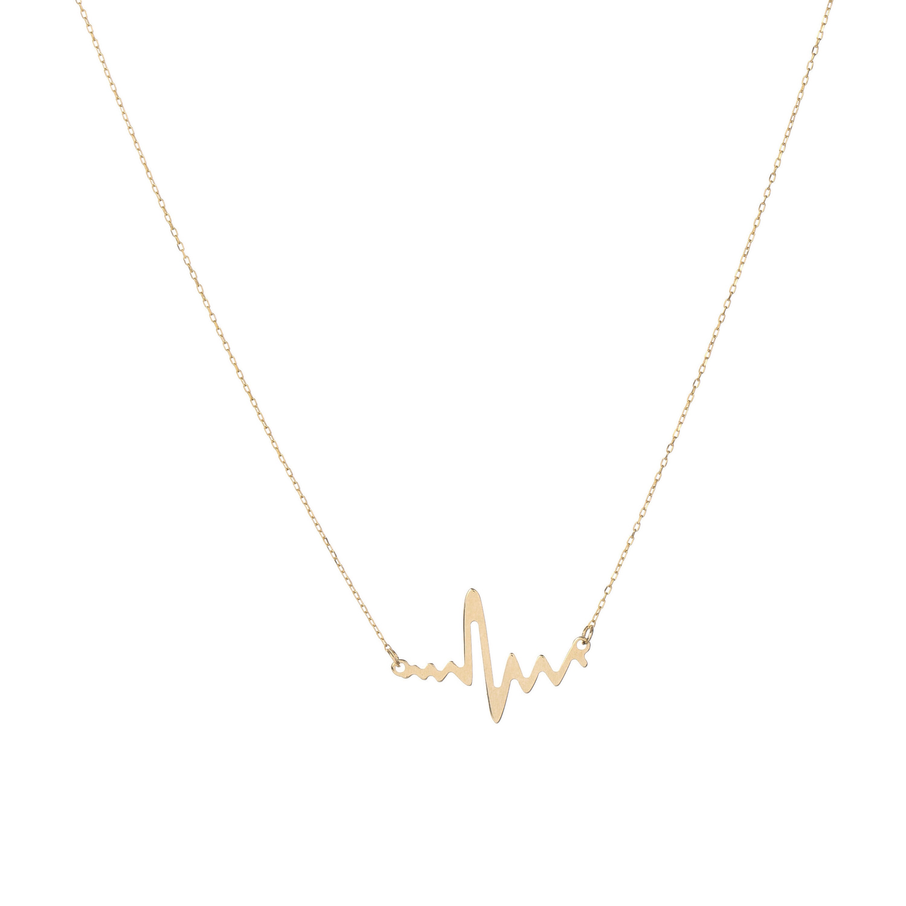 14k Solid Gold Heart Rhythm Necklace Heartbeat Pendant Necklace for ...