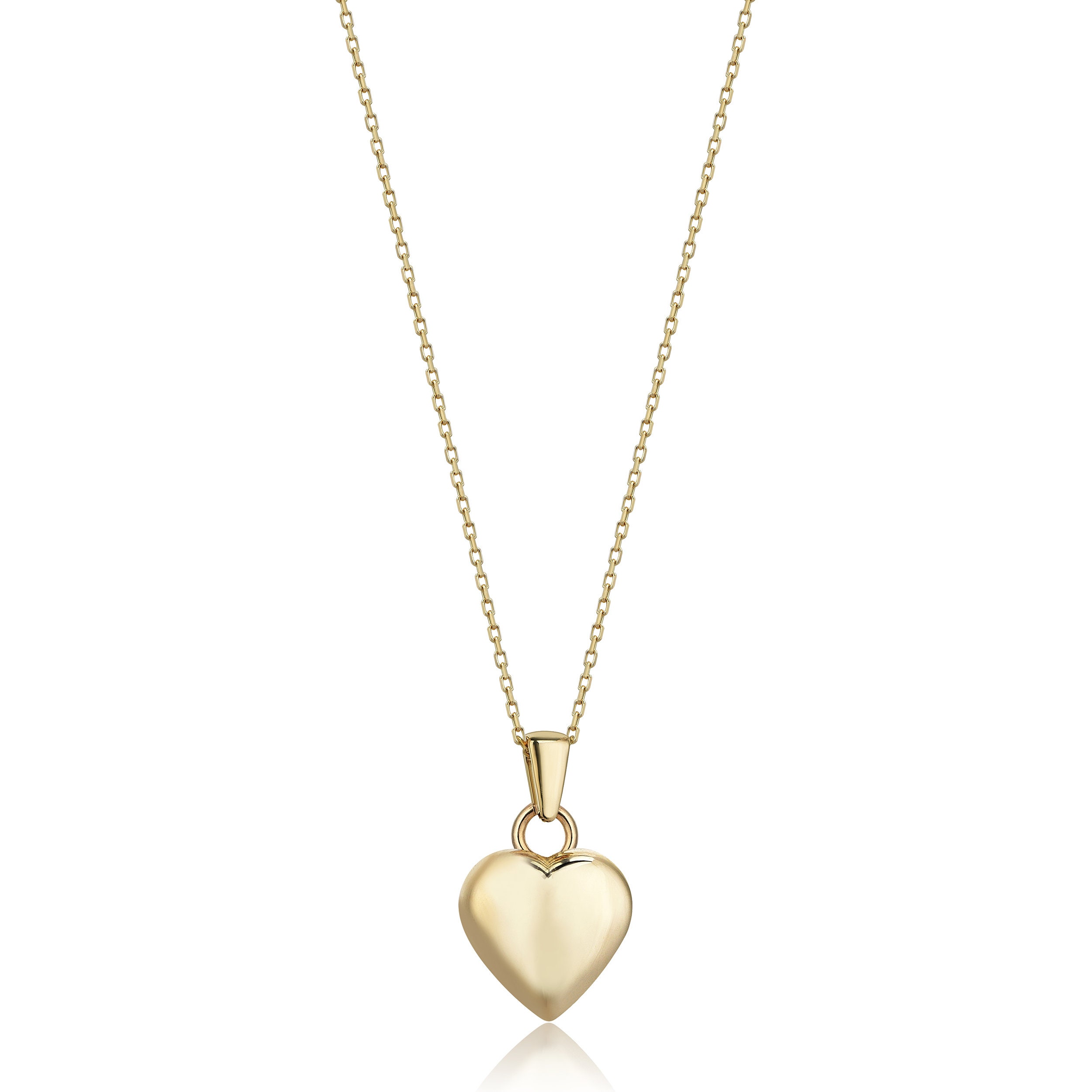 Gift Shiny Puffed Gold Heart Necklace-14k Real Gold Heart for Women ...