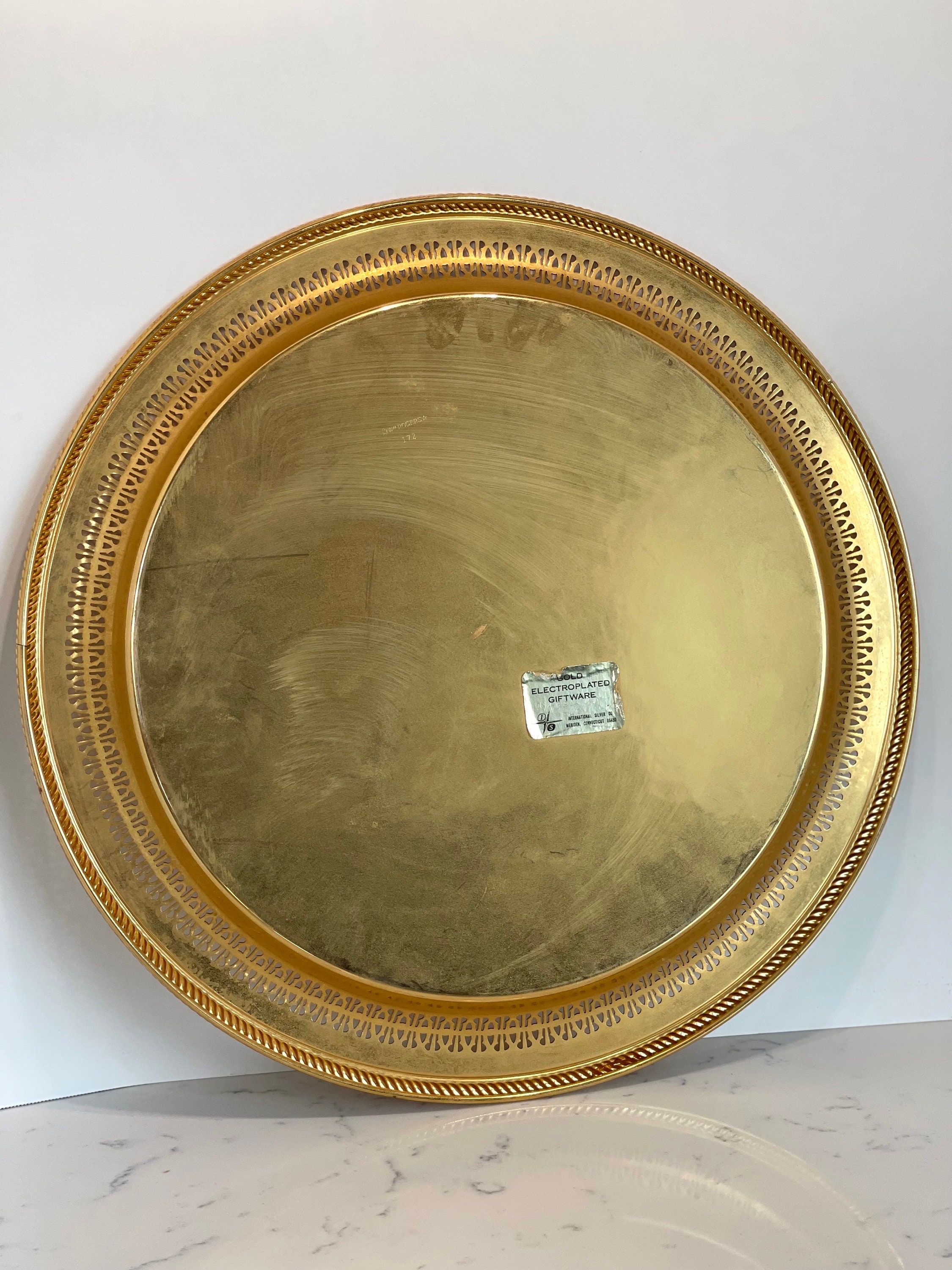 Vintage Gold Electroplated Tray 15-inch Gold Coffee Table Tray With ...