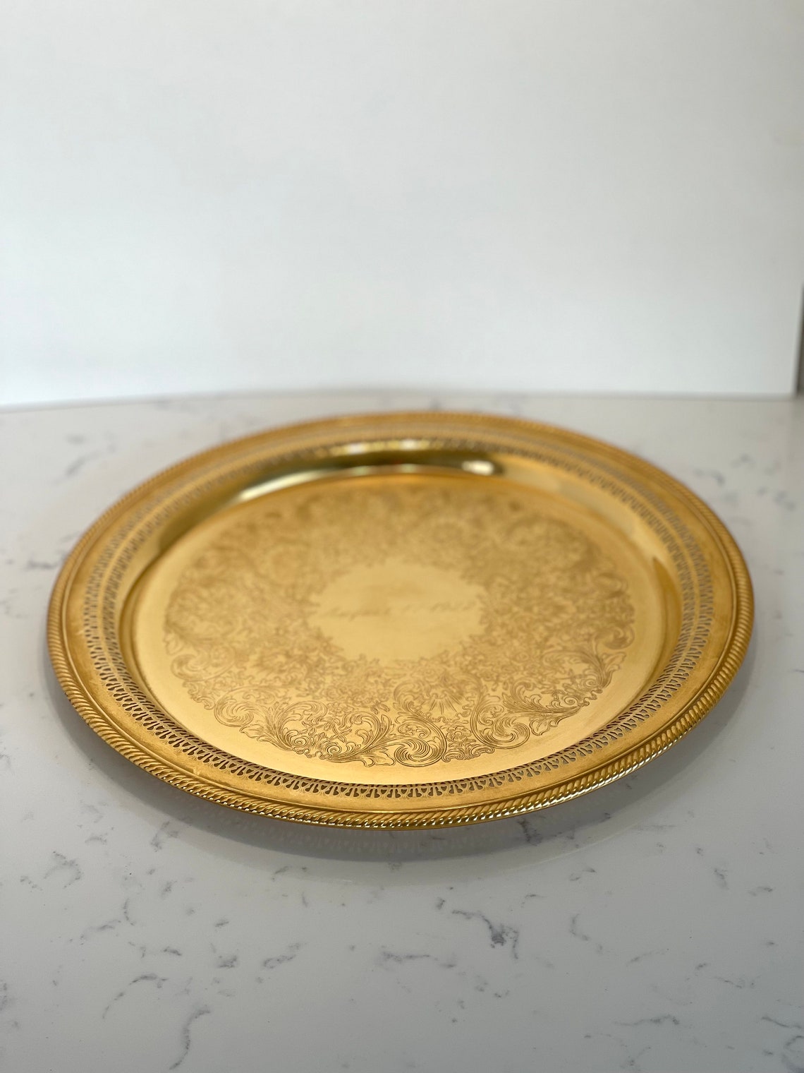 Vintage Gold Electroplated Tray 15-inch Gold Coffee Table Tray With ...