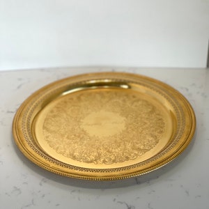 Vintage Gold Electroplated Tray 15-inch Gold Coffee Table Tray With ...