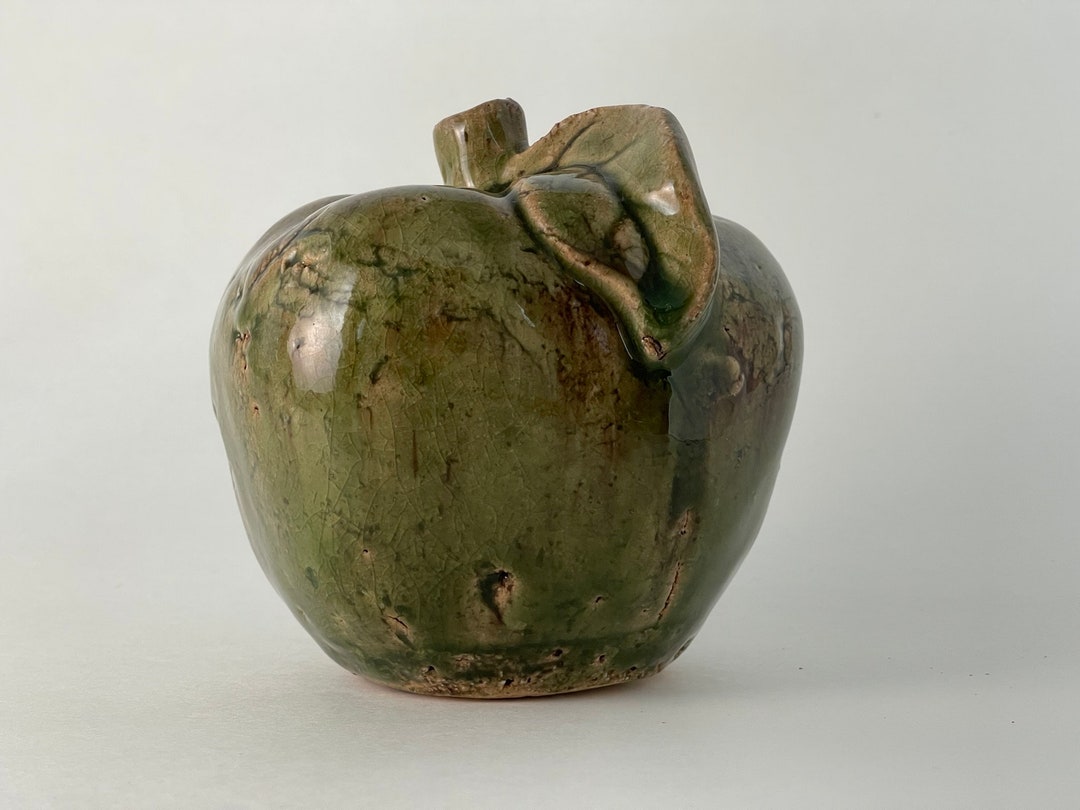 Handmade Stoneware Apple Green Glazed, Rustic Texture Studio Pottery ...