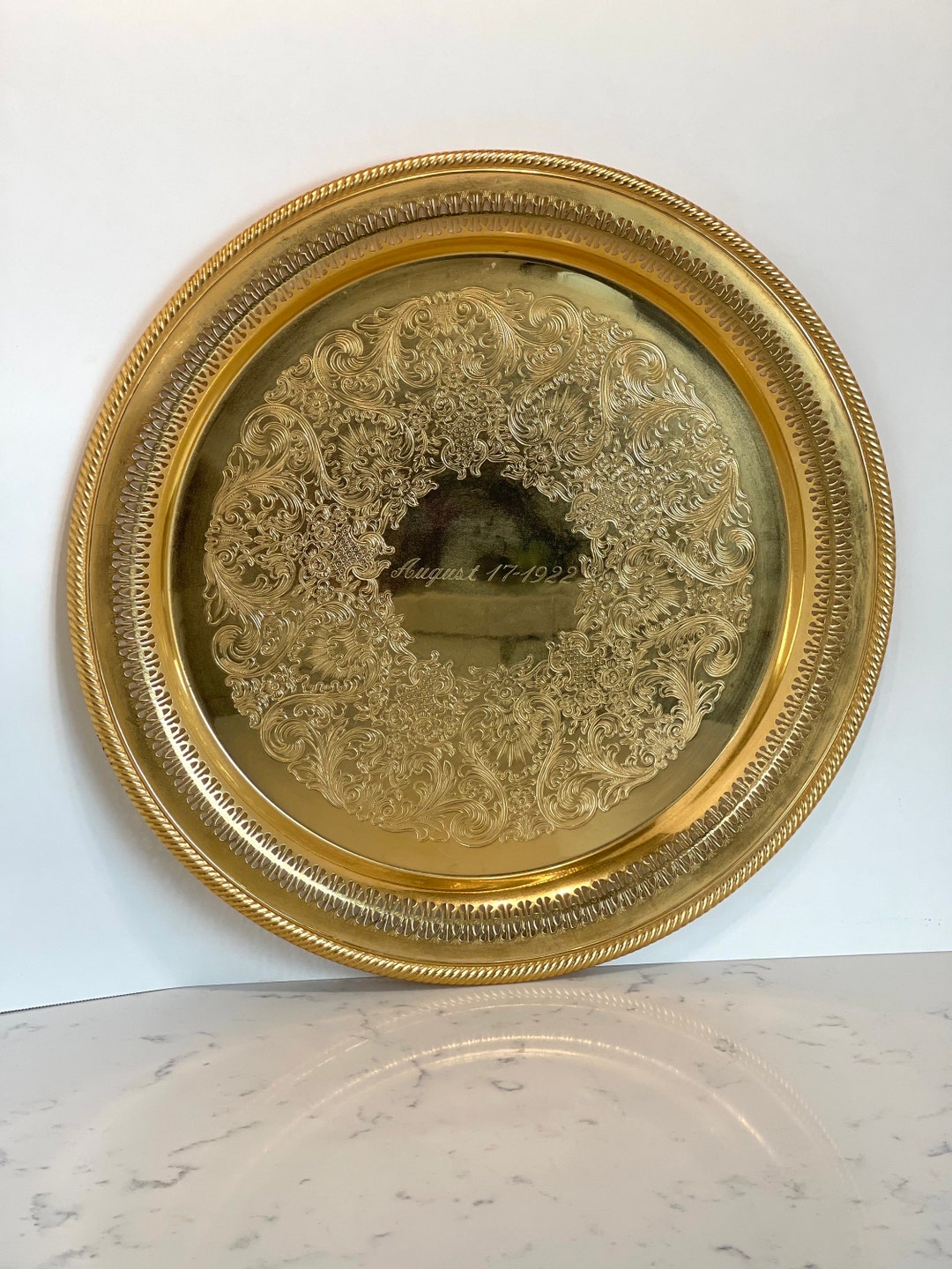 Vintage Gold Electroplated Tray | 15-inch Gold Coffee Table Tray With ...