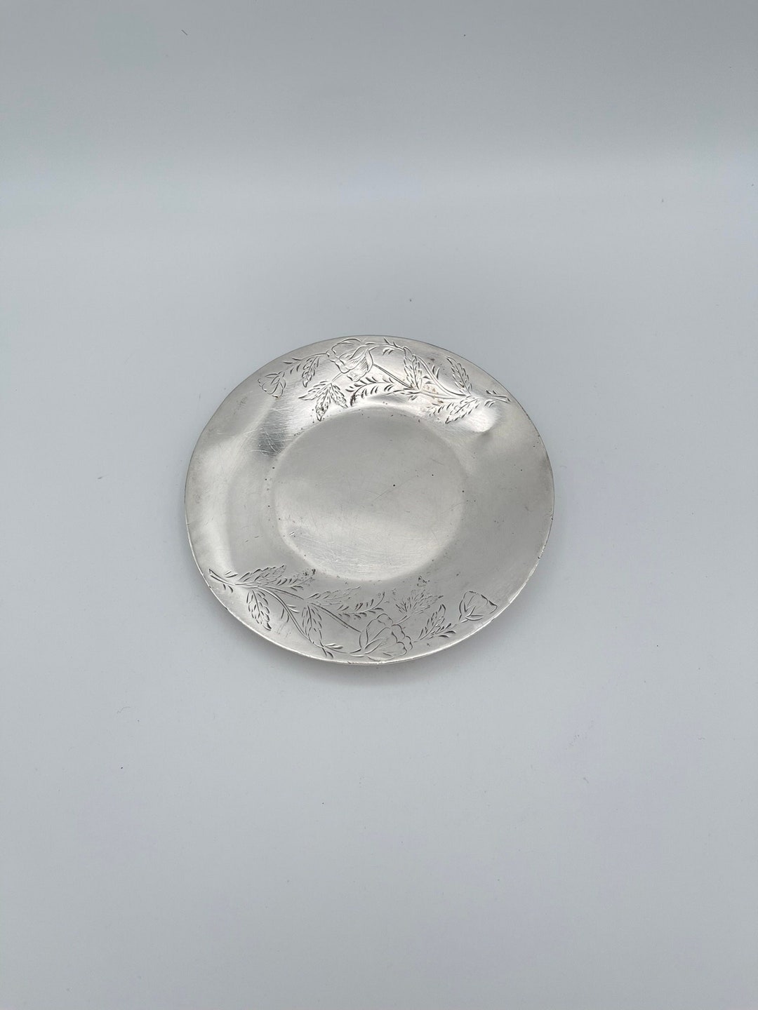 Antique Silver Plated E.G. Webster and Son Etched Plate With Botanical ...
