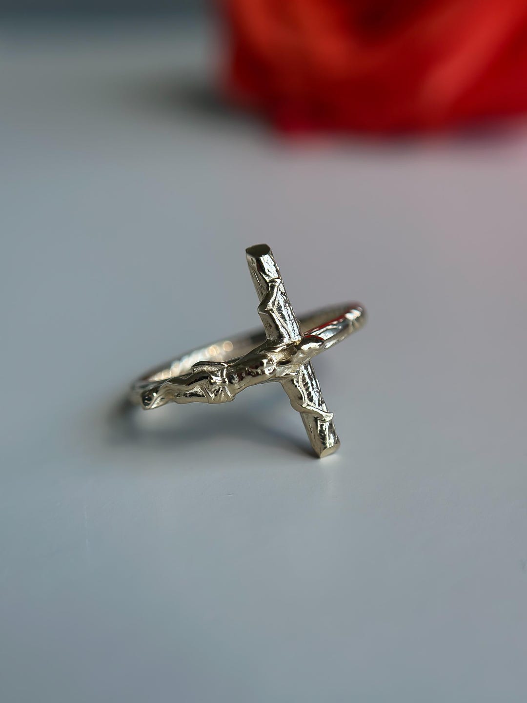 14k Solid Gold Cross Ring: Religious Unisex Adult Jewelry - Etsy