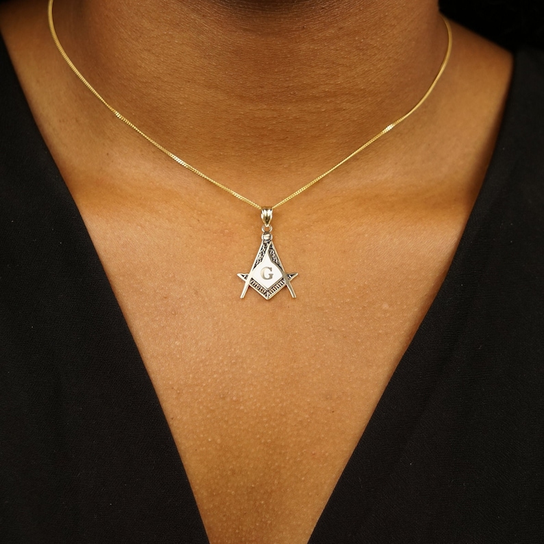 14k Solid Gold - Freemason Symbol Pendant - the Square and Compasses ...