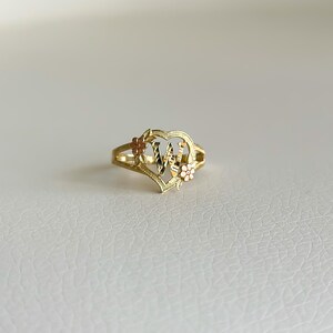 14k Solid Gold Cursive Initial Ring: Personalized Letter Ring - Heart ...