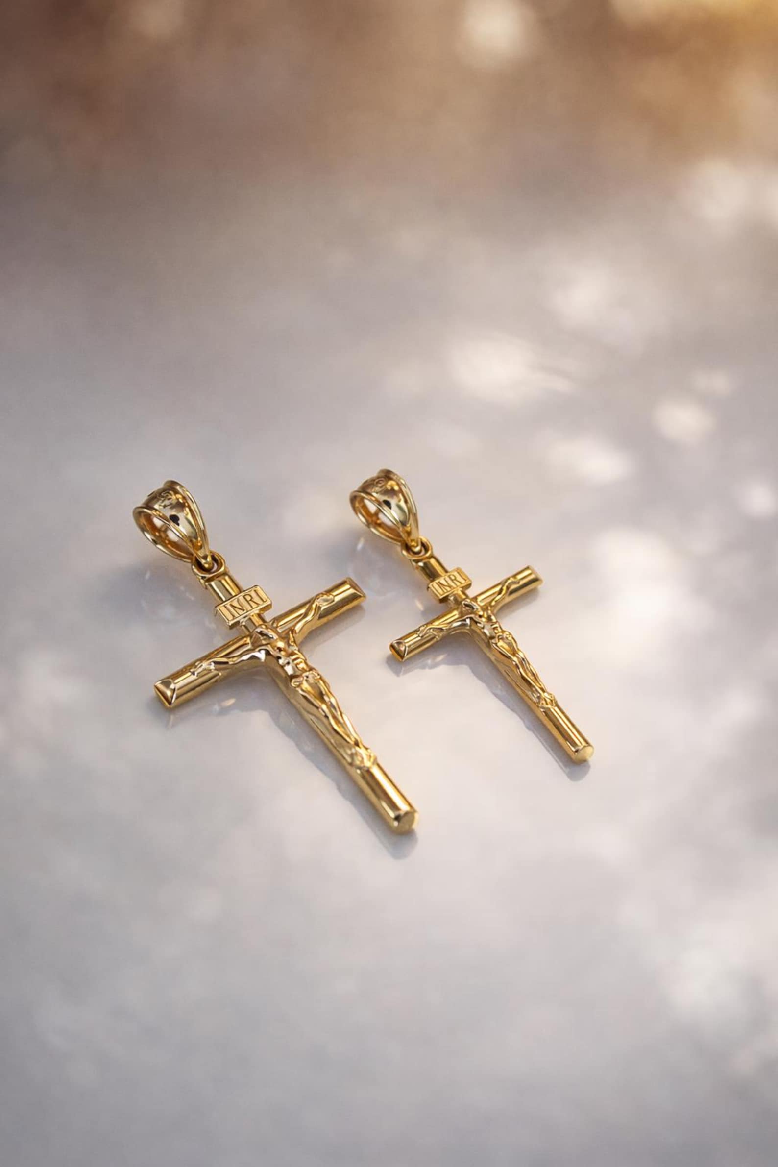14k Solid Gold Crucifix Cross Pendant Necklace: Religious Jewelry ...