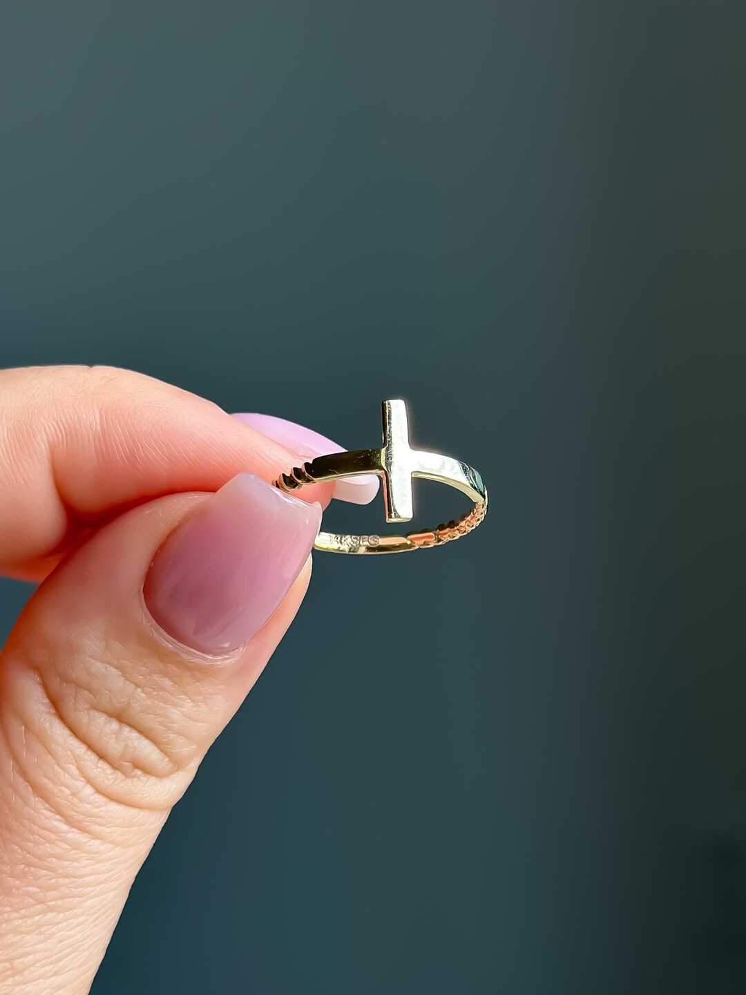 14k Solid Gold Cross Ring, High Polished - Religious Holy Ring - Gift ...