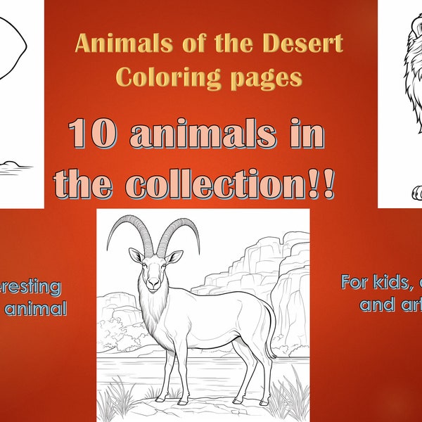 Desert Animal Coloring Pages - Etsy