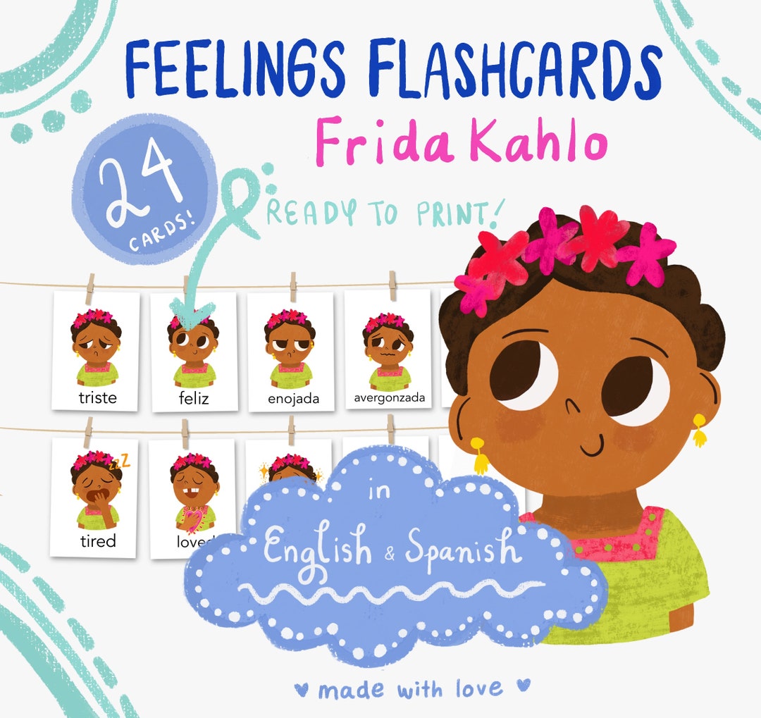 Bilingual Feelings Flashcards Frida Kahlo , Homeschool Printables ...