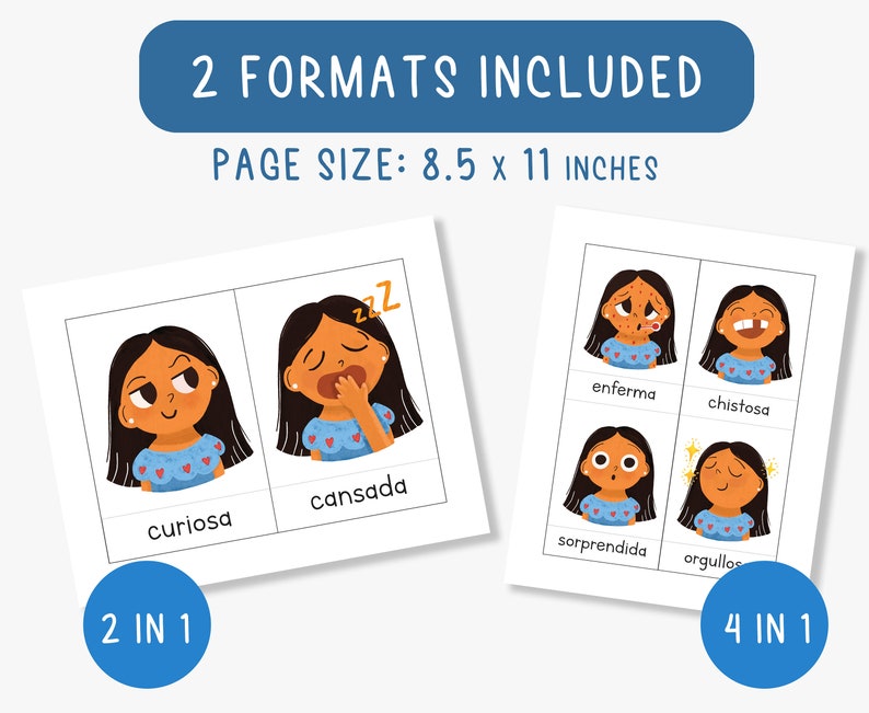 Feelings Flashcards Spanish , Educational Materials, Homeschool ...