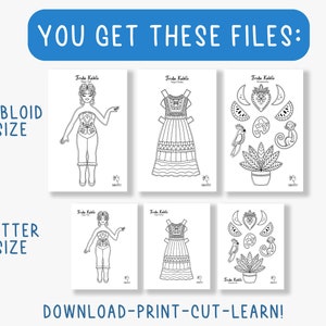 Paper Doll Frida Kahlo, Frida Kahlo Art, Homeschool Printables, Paper ...