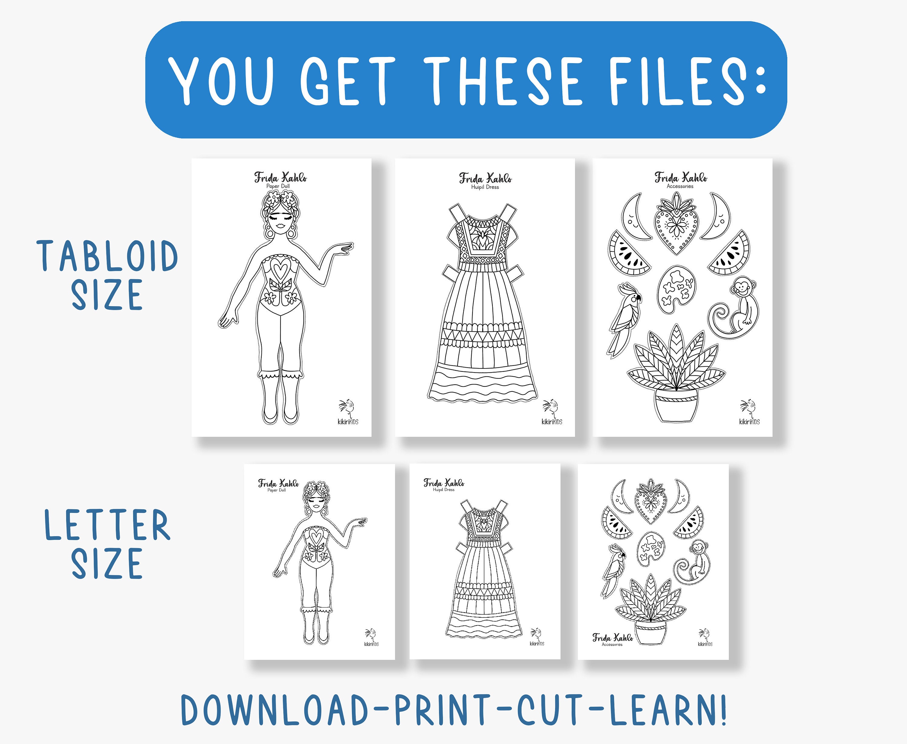 Paper Doll Frida Kahlo, Frida Kahlo Art, Homeschool Printables, Paper ...