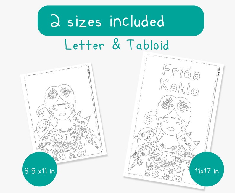 Frida Coloring Pages for Kids, Homeschool Printables, Paper Doll ...