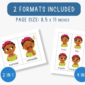 Bilingual Feelings Flashcards Frida Kahlo , Homeschool Printables ...