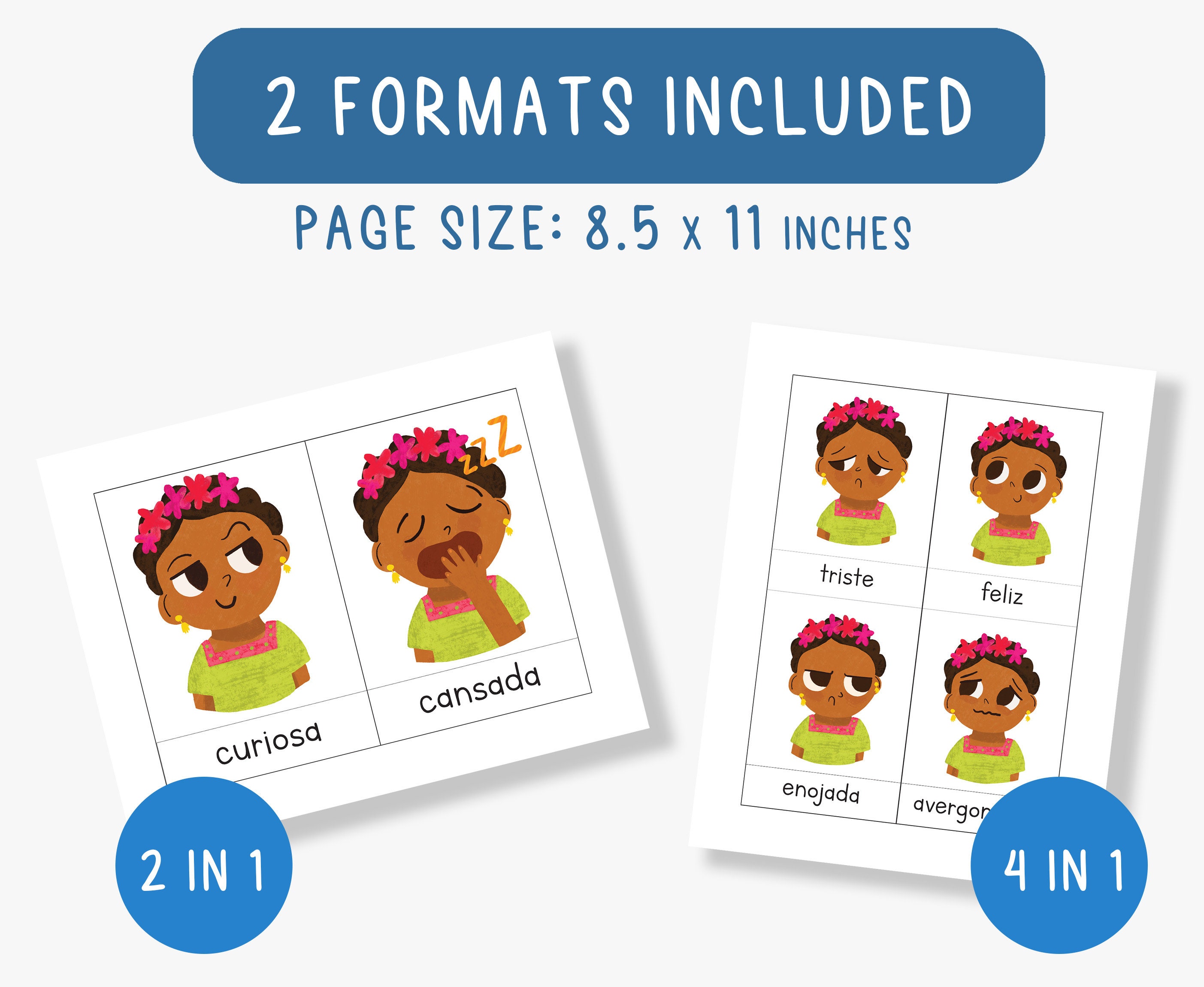 Bilingual Feelings Flashcards Frida Kahlo , Homeschool Printables ...