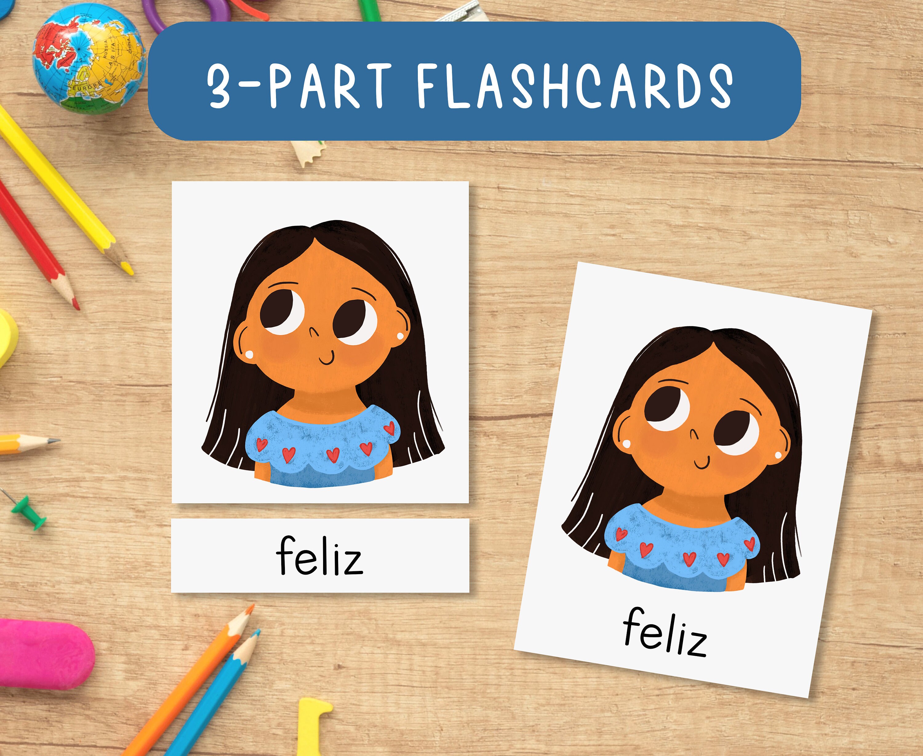 Feelings Flashcards Spanish , Educational Materials, Homeschool ...