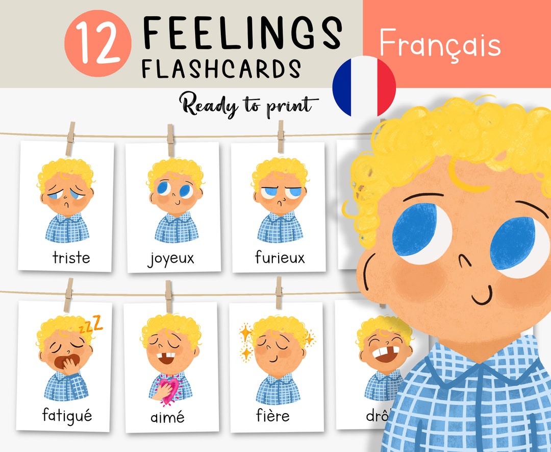 Feelings Flashcards French, Educational Materials, Homeschool ...