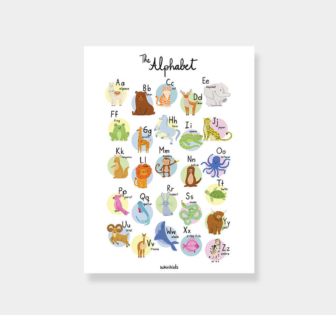 Animal Alphabet Poster Homeschool Downloadable Prints Playroom ...