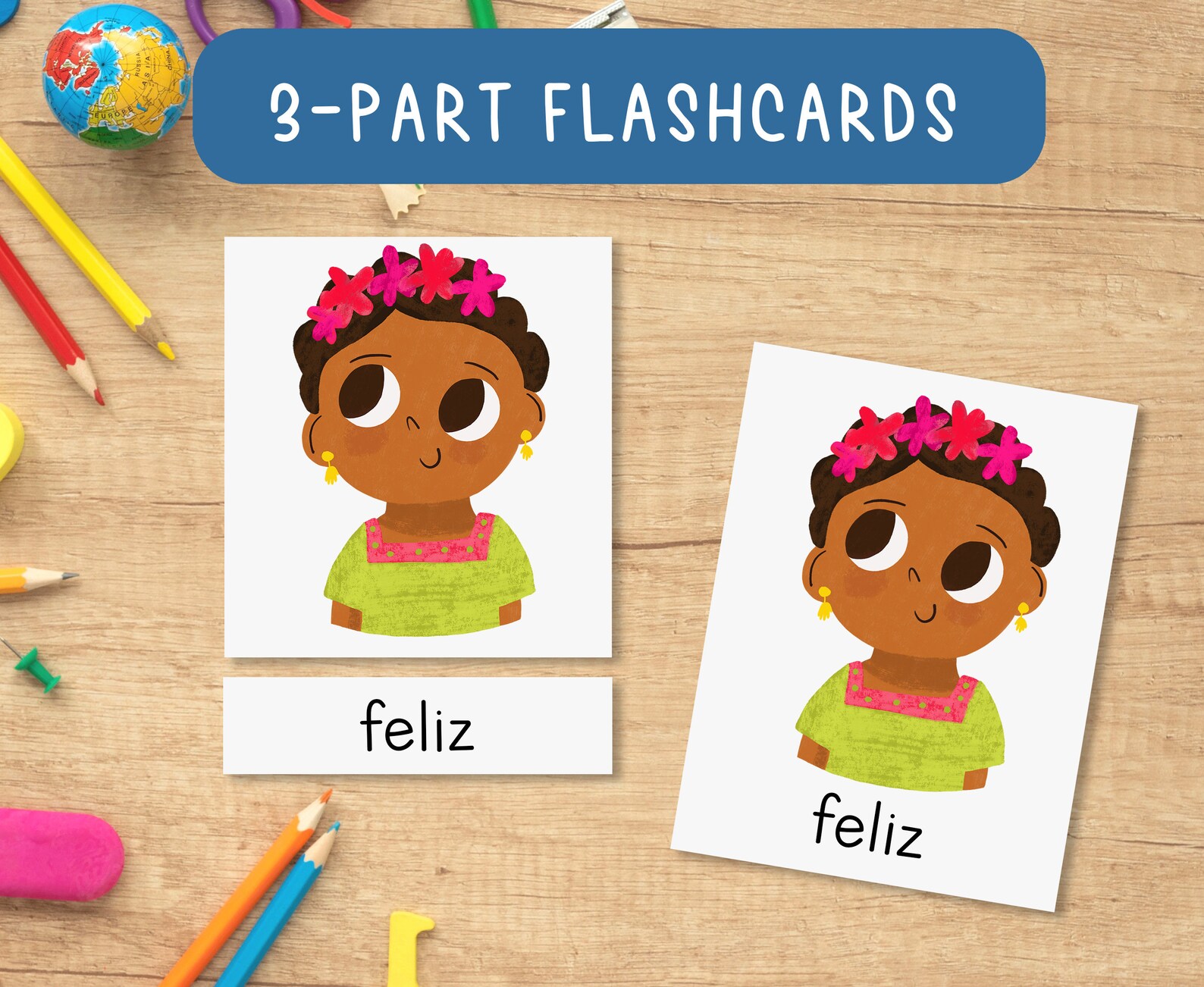 Bilingual Feelings Flashcards Frida Kahlo Homeschool - Etsy