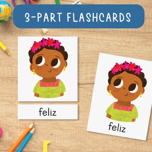 Bilingual Feelings Flashcards Frida Kahlo , Homeschool Printables ...