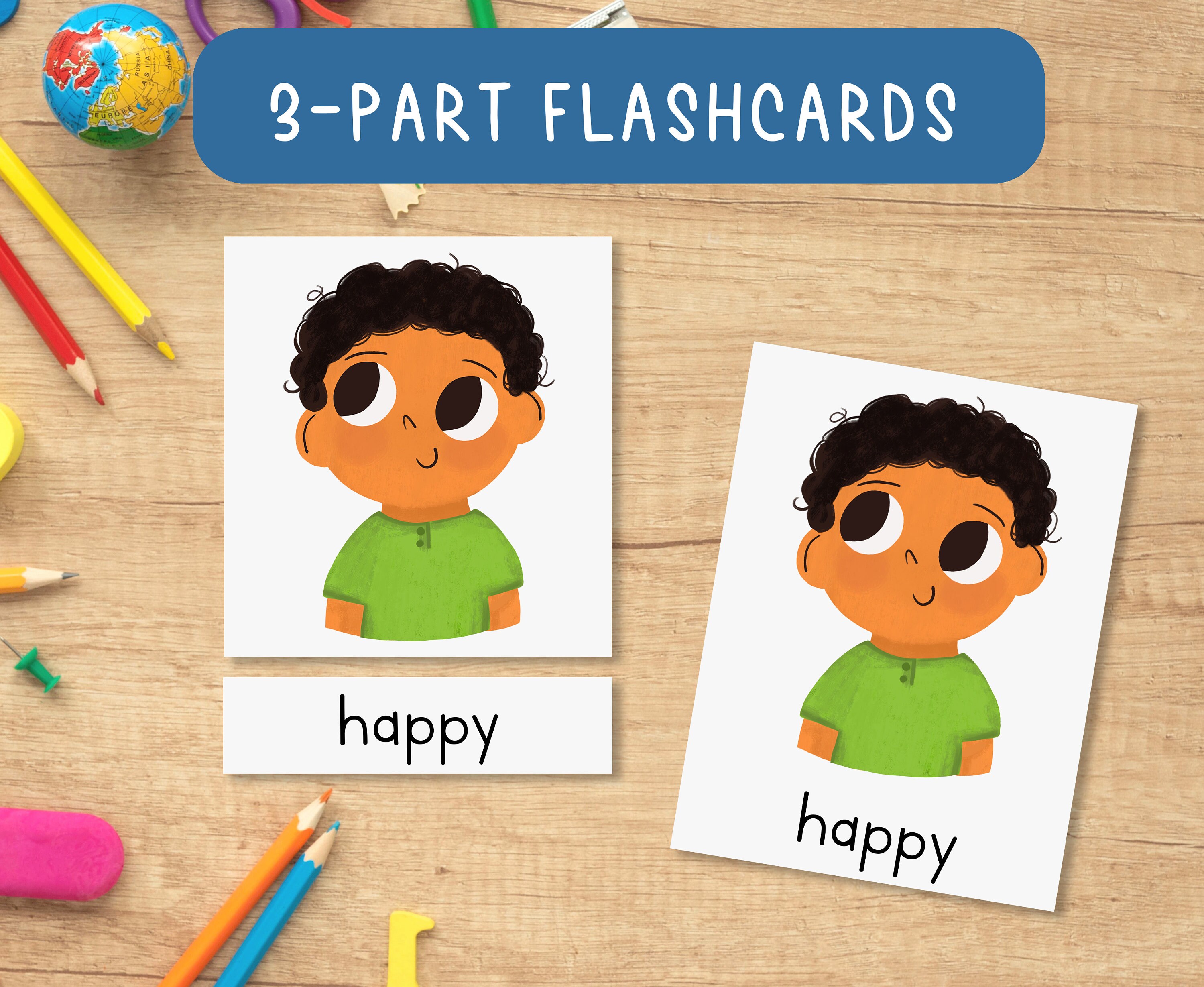 Bilingual Feelings Flashcards Emotions Chart Montessori - Etsy