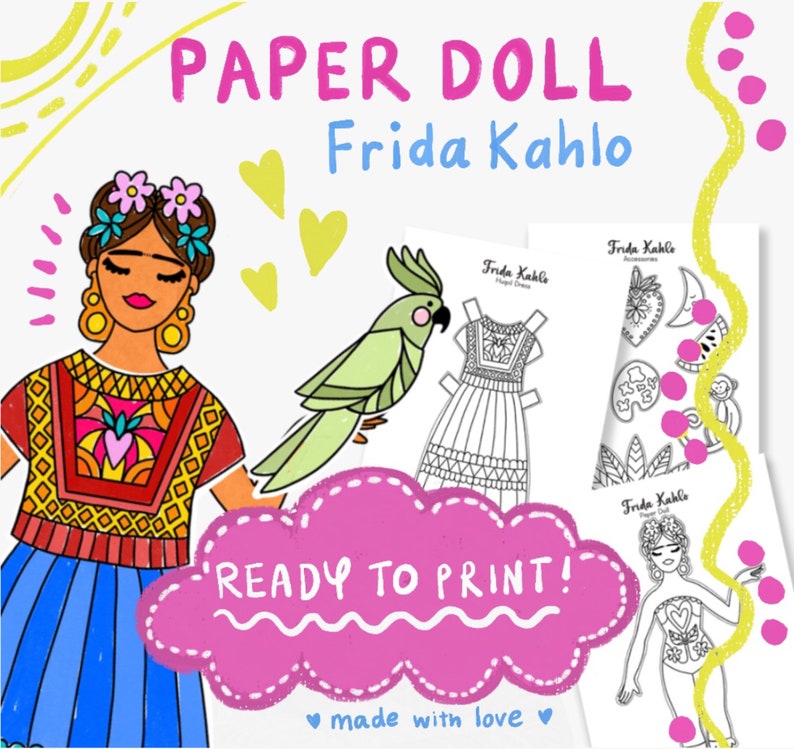 Paper Doll Frida Kahlo, Frida Kahlo Art, Homeschool Printables, Paper ...
