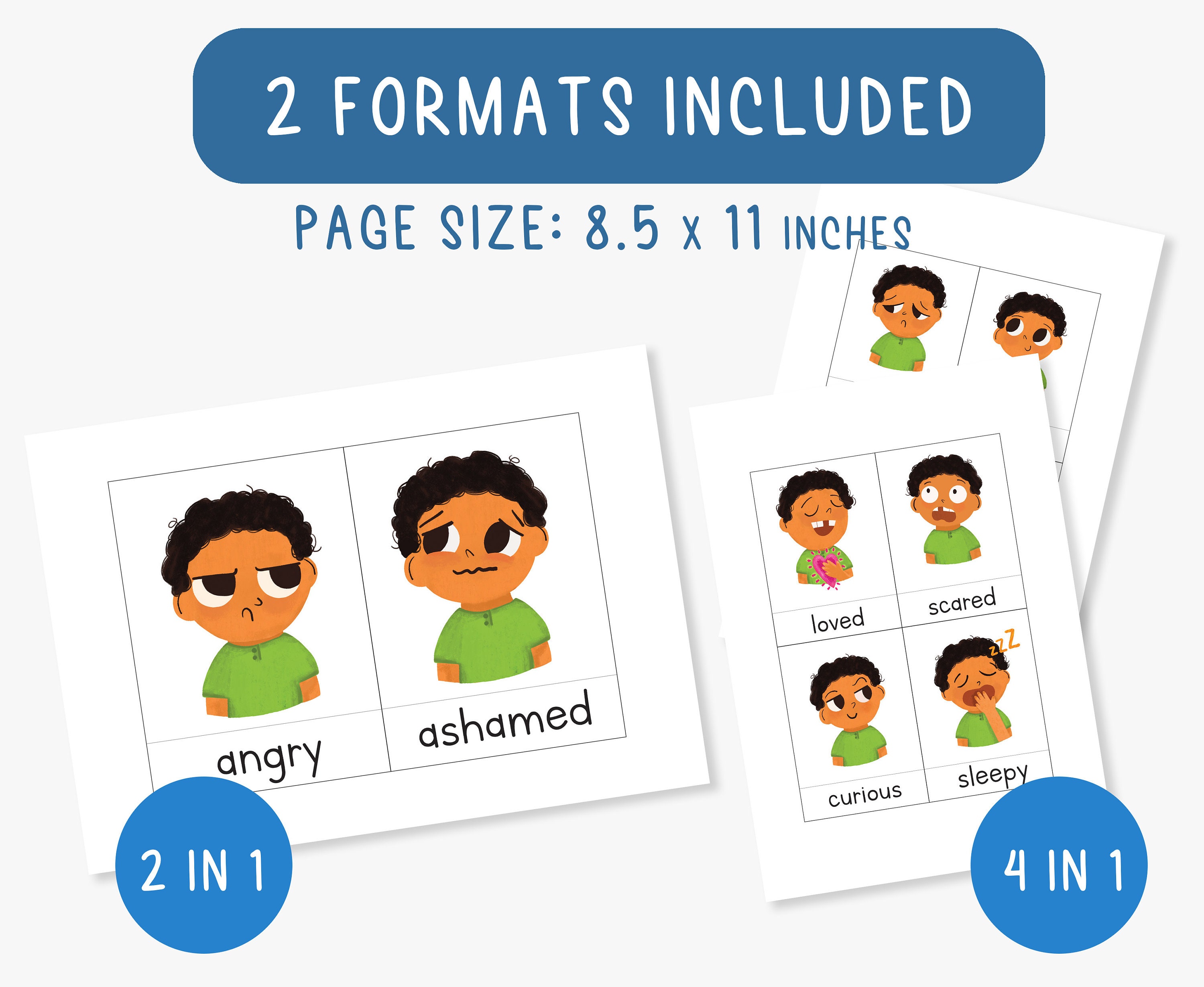 Bilingual Feelings Flashcards Emotions Chart Montessori - Etsy