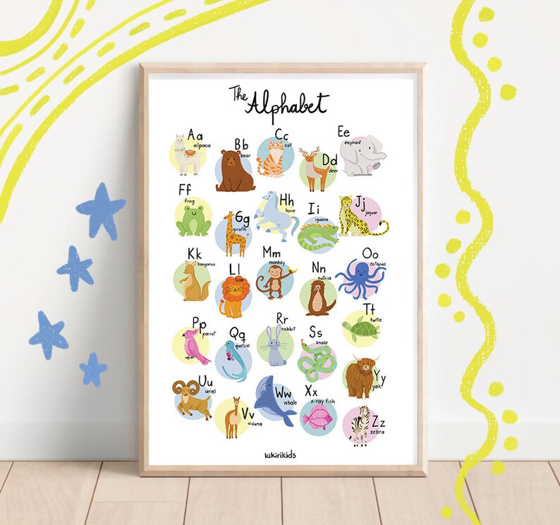 Animal Alphabet Poster Homeschool Downloadable Prints Playroom ...