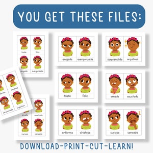 Bilingual Feelings Flashcards Frida Kahlo , Homeschool Printables ...