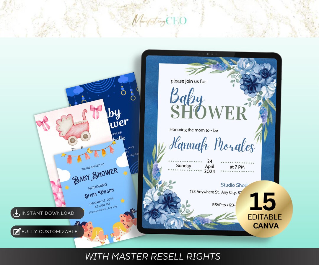 15 Baby Shower Card Template, Baby Shower Card, Personalized Baby ...