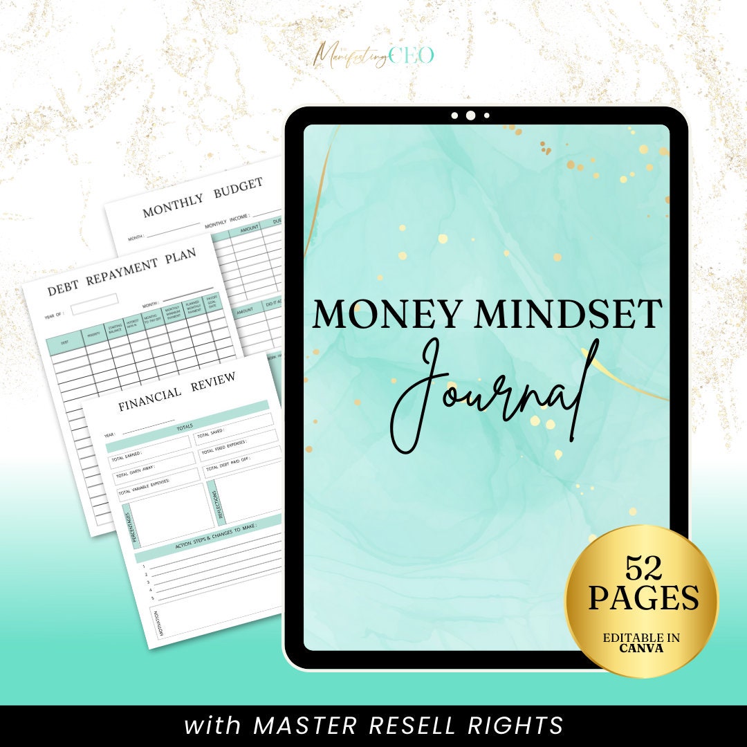 Money Mindset Journal Printable Journal Canva Template Private Label ...