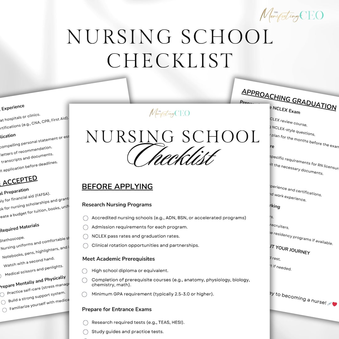 Printable Nursing School Checklist | Nursing School Essentials for ...