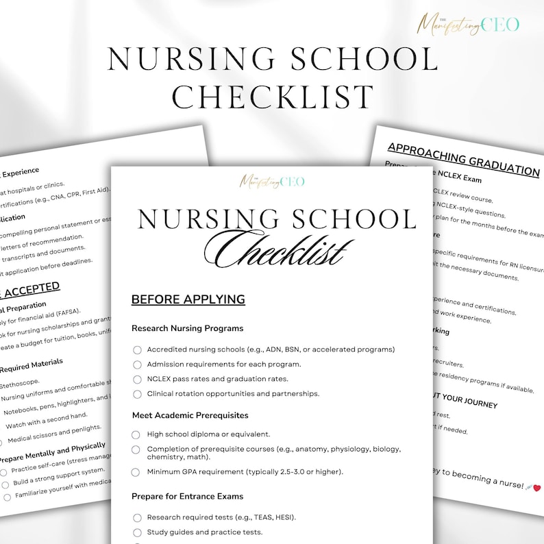 Printable Nursing School Checklist | Nursing School Essentials for ...