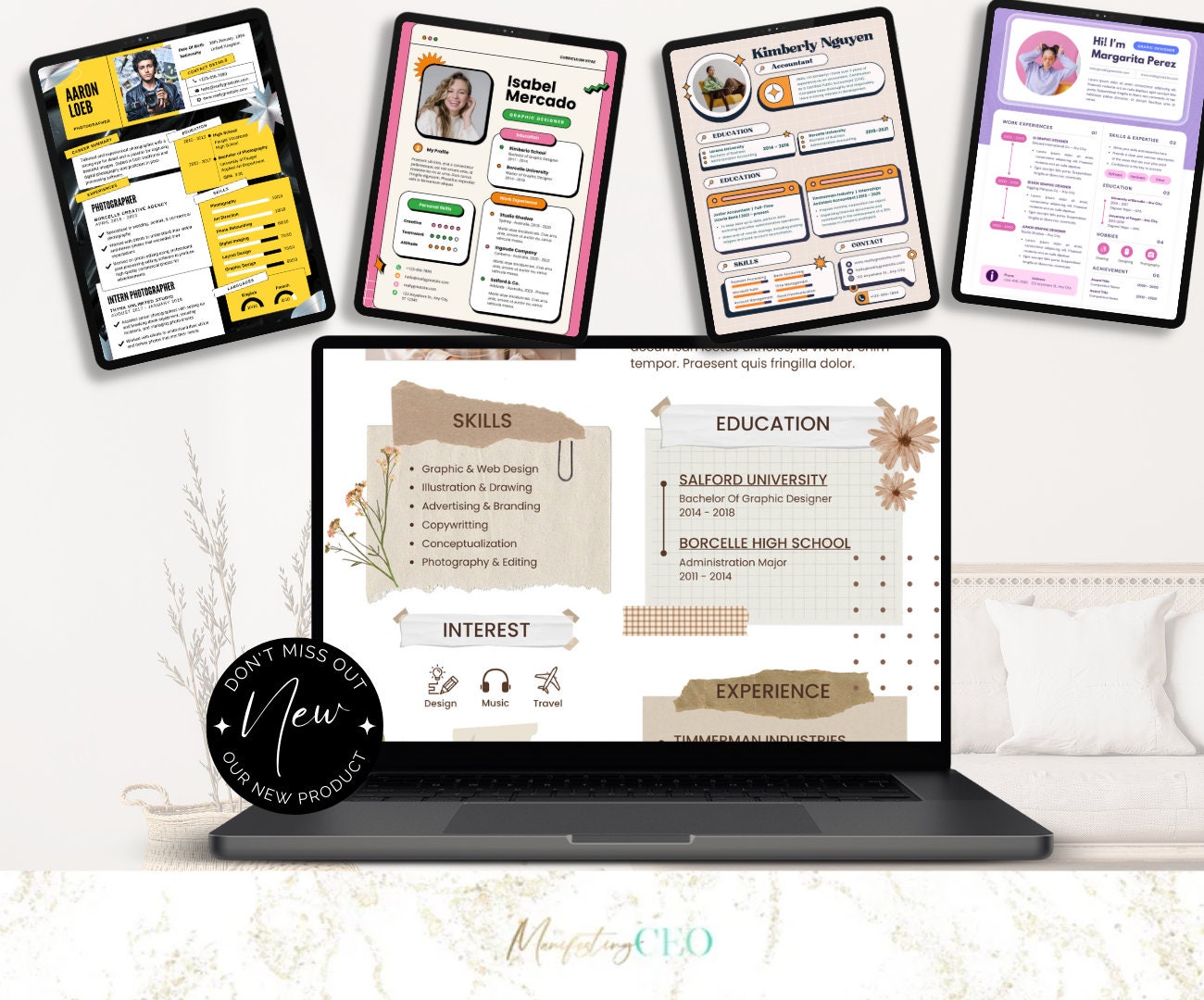 15 Resume Bundle Template, Minimalist Resume Card, Clean CV Template ...