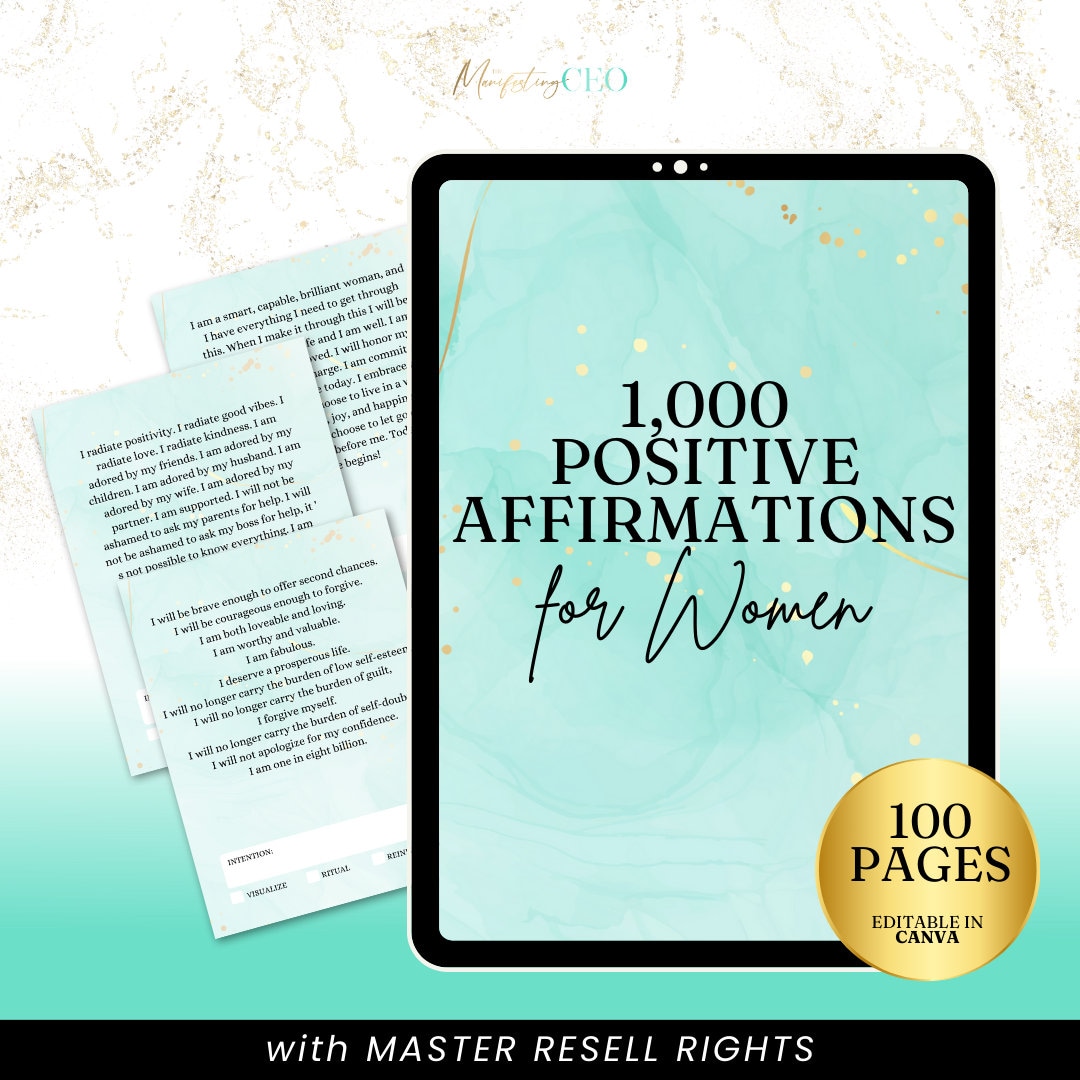 1,000 Positive Affirmations for Women Printable Template Canva Journal ...