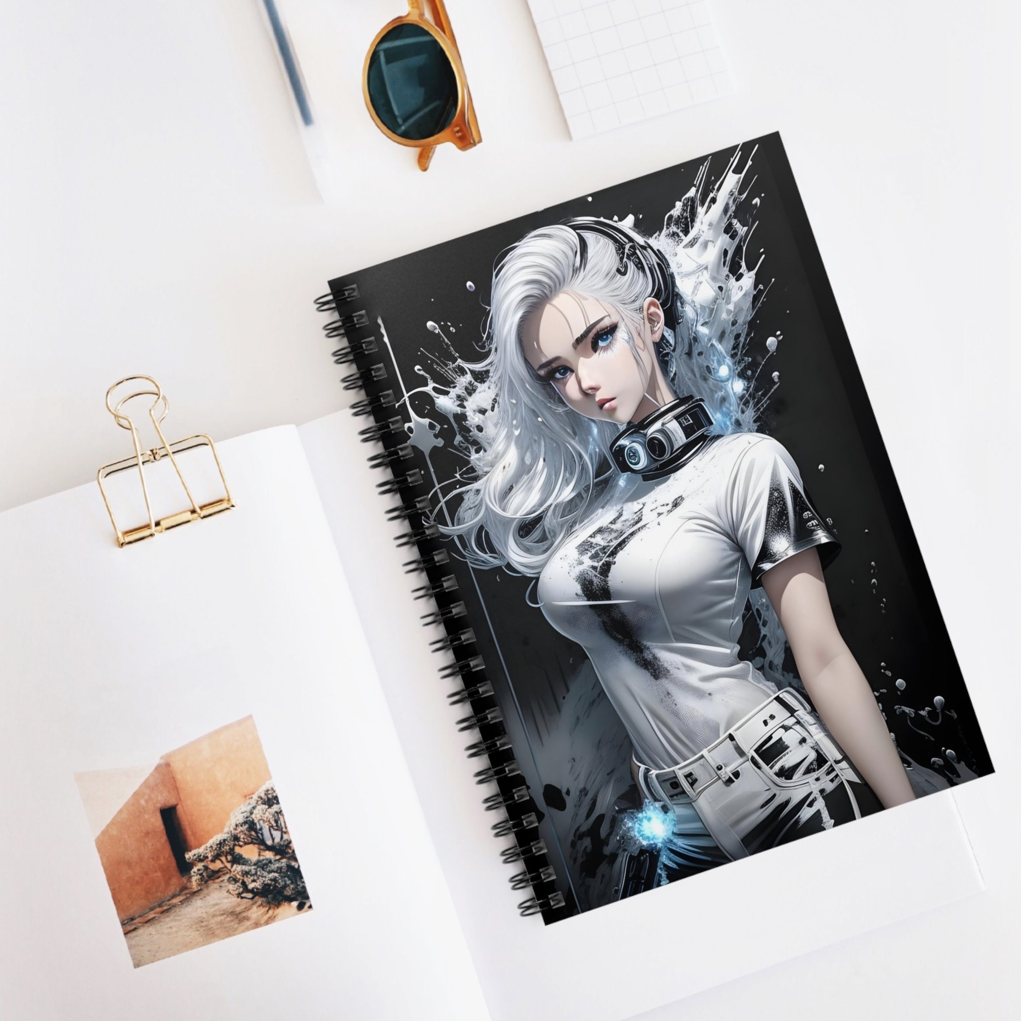 Futuristic Anime Girl, Spiral Notebook, Ruled Line, Cybernetic Anime ...