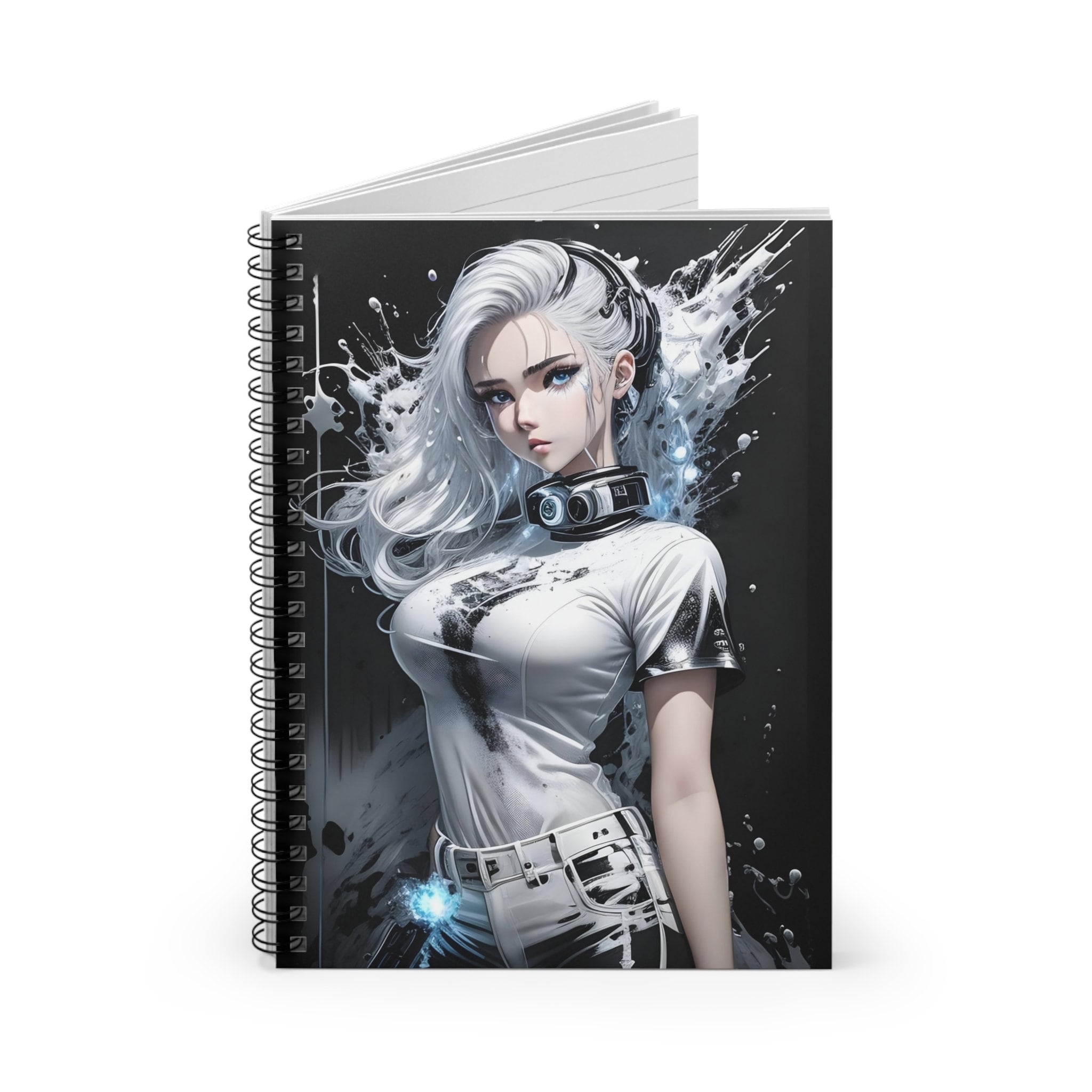 Futuristic Anime Girl, Spiral Notebook, Ruled Line, Cybernetic Anime ...