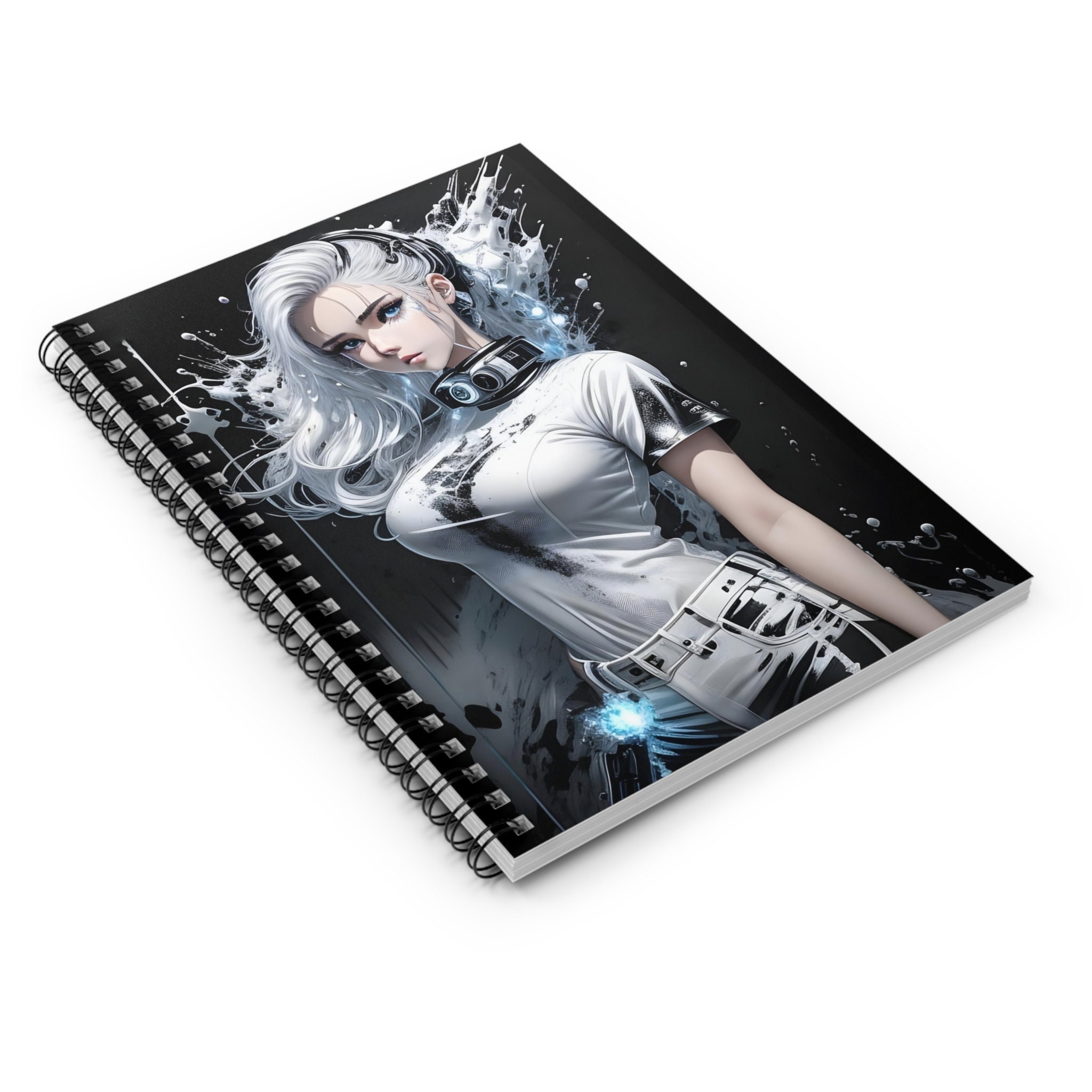 Futuristic Anime Girl, Spiral Notebook, Ruled Line, Cybernetic Anime ...