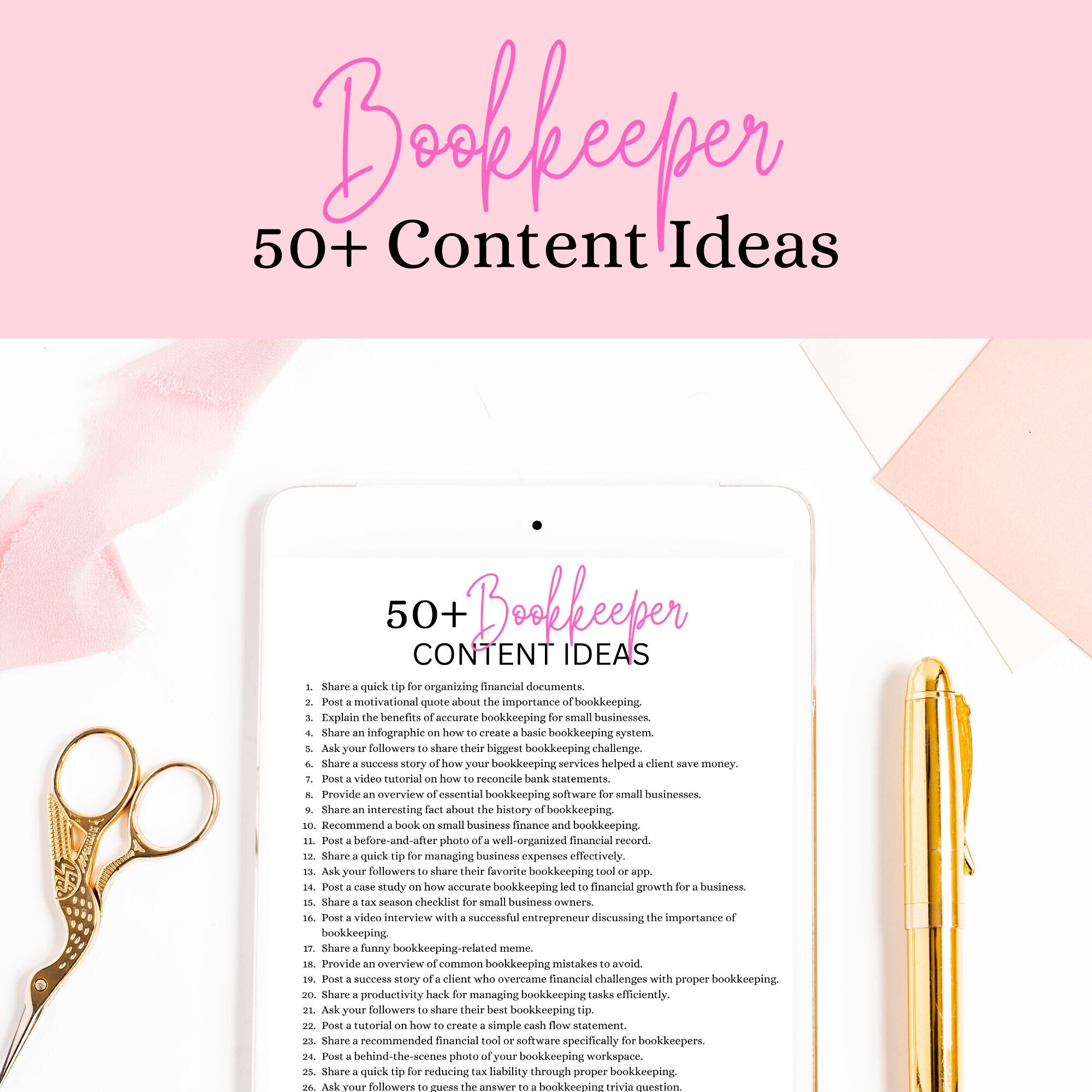 50 Content Ideas for Bookkeepers Bookkeeper Social Media Accountant ...