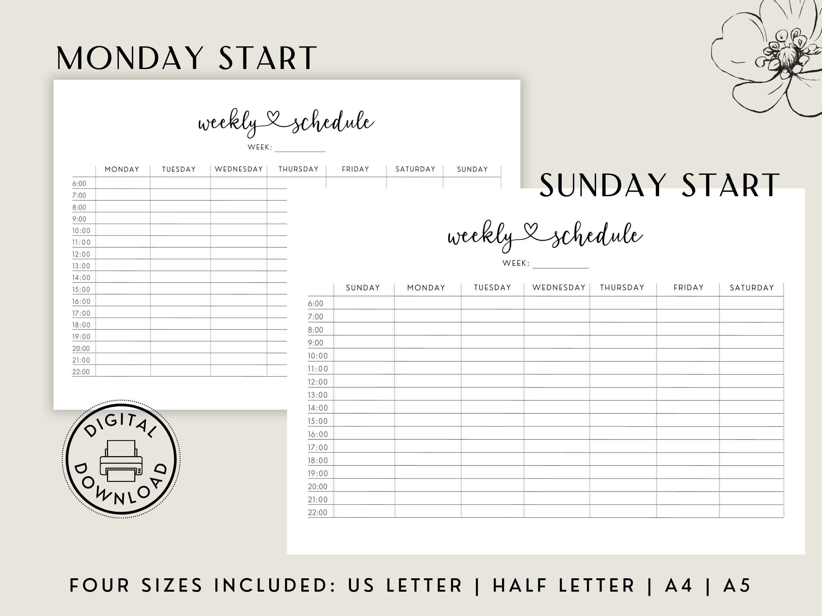 Weekly Time Block Planner | Weekly Schedule | Weekly Calendar ...