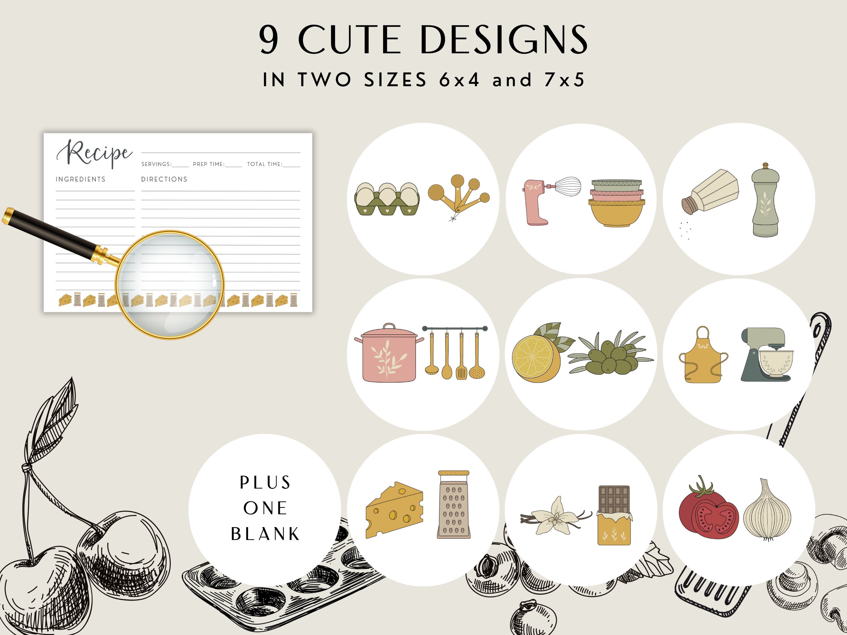 Recipe Card Template Bundle 10 Printable Recipe Card Designs in Two ...