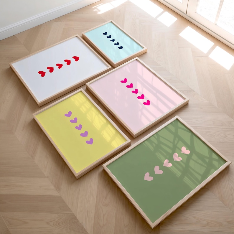 Colorful Heart Print Set: (digital Download) - Etsy