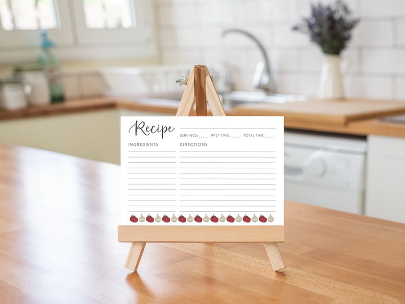 Printable Recipe Card Template | Two Recipe Cards 6x4 and 7x5 | Instant ...