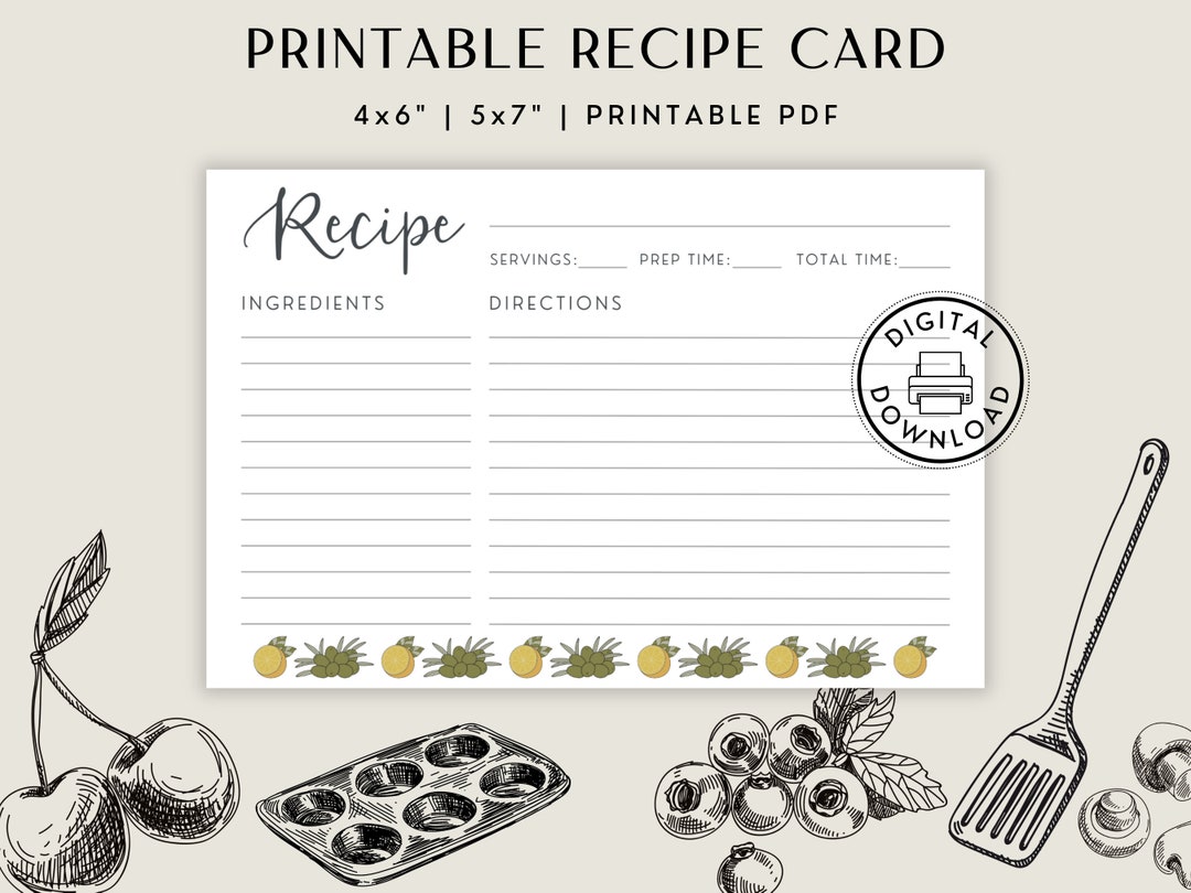 Printable Recipe Card Template to Keep Your Most Loved Recipes in Order ...