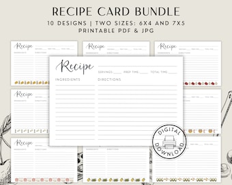Printable Recipe Card Template in Two Sizes: 6x4 and 7x5 - Etsy