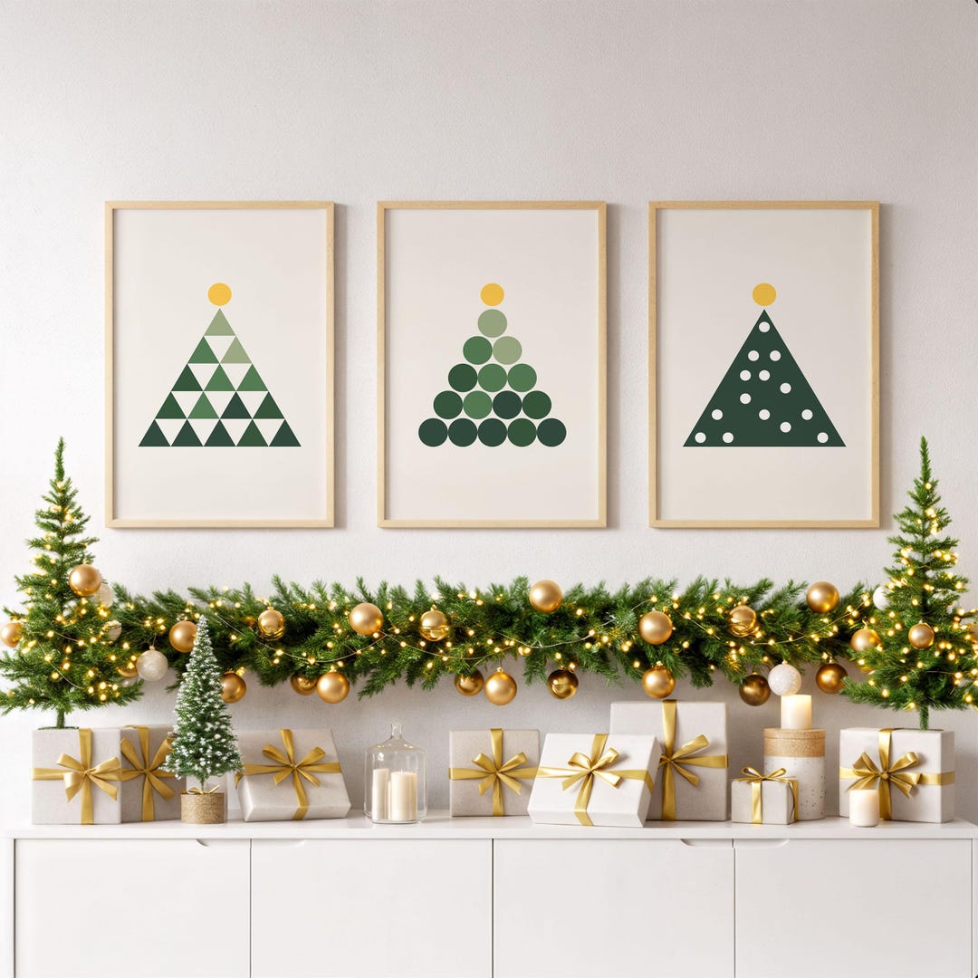 Minimalist Bauhaus Christmas Tree Wall Art | Scandinavian Christmas ...